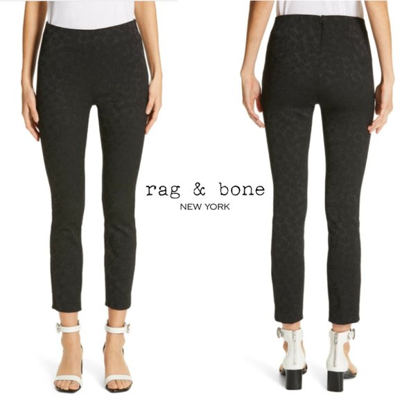 rag & bone | Pants & Jumpsuits | Rag Bone Simone Jacquard Slim Ankle Stretch Black Cigarette ...
